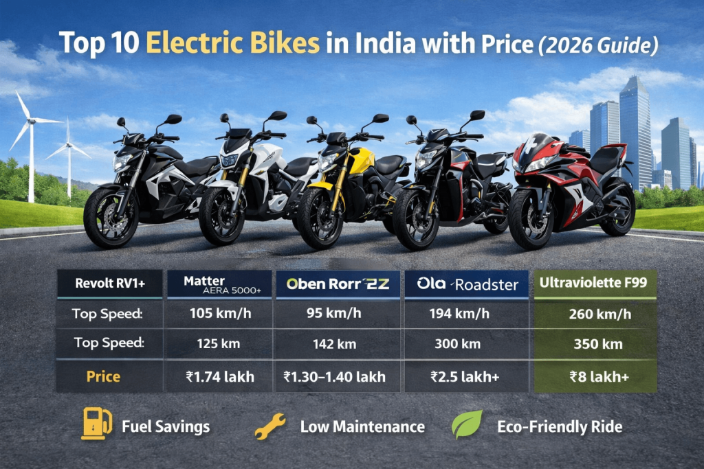 Top 10 Electric Bike in India with Price (2026)